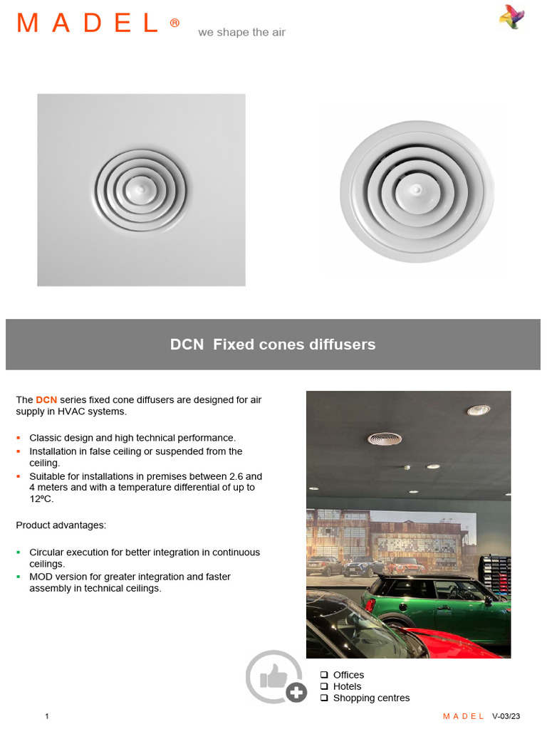 23 EN MADEL DCN Fixed Cones Diffusers 3 | PDF | Duct (Flow) | Building Engineering