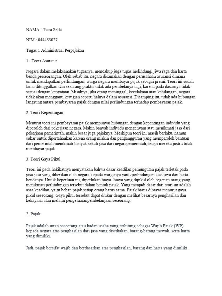 Tugas 1 Administrasi Perpajakan Tiara Sella | PDF