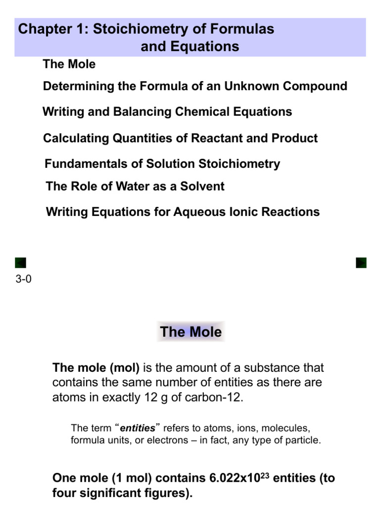 A Stoichiometry (Ch1 | PDF | Mole (Unit) | Redox