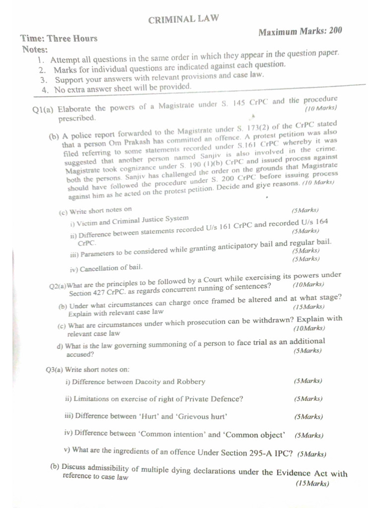 CRPC Question Paper | PDF