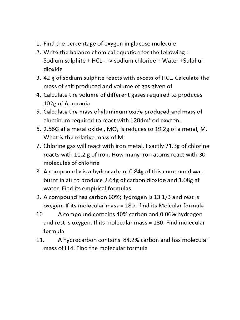 Chemisry Questions | PDF