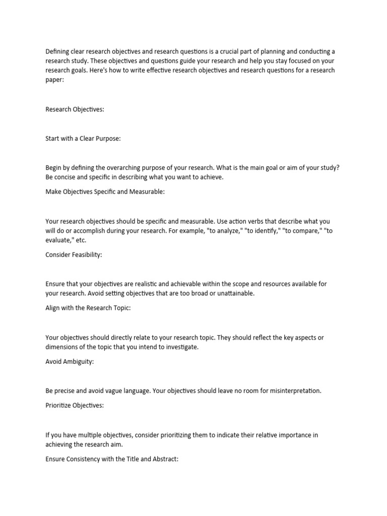 How To Write Researh Objectives and Research Questions of A Research ...