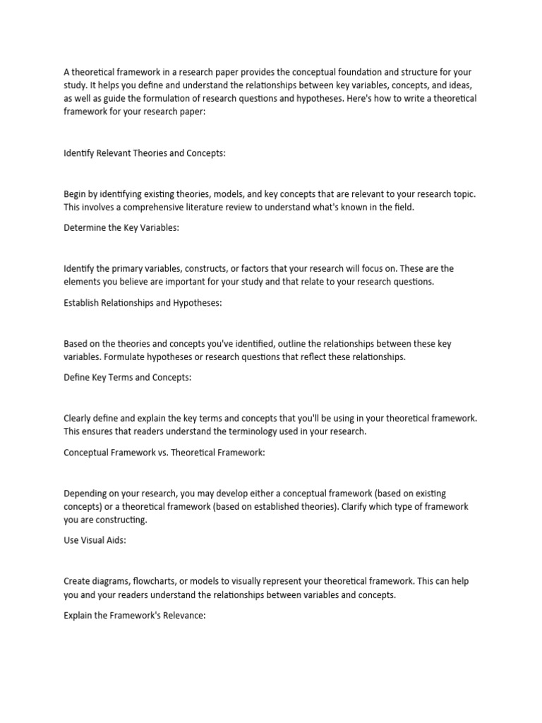 How To Write Theoratical Framework of A Research Paper | PDF | Theory ...