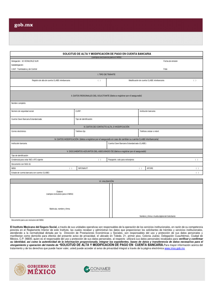 Solicitud de Alta y Modificación de Pago en Cuenta Bancaria | PDF Solicitud de Alta y Modificación de Pago en Cuenta Bancaria | PDF