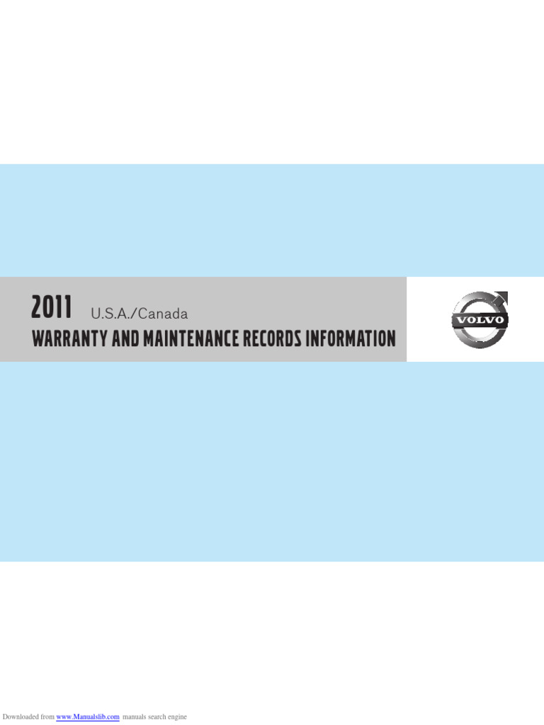 2011 Volvo Warranty and Maintenance Guide | PDF | Gasoline | Motor Oil
