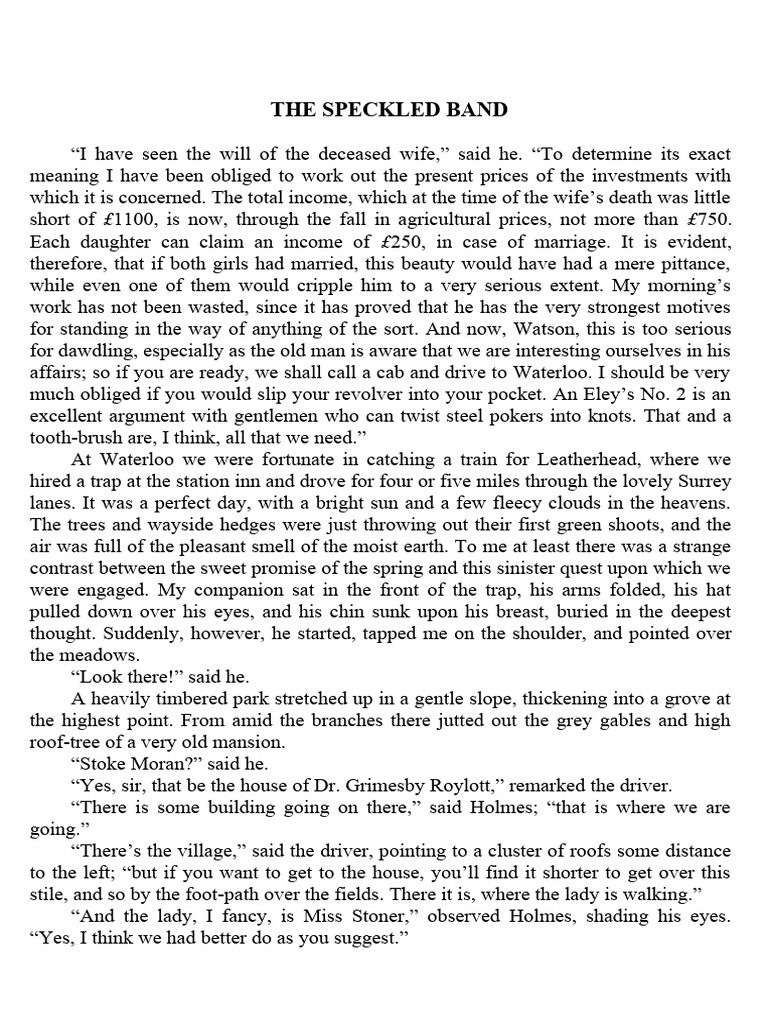 Speckeled Band (pt2) | PDF | The Adventure Of The Speckled Band