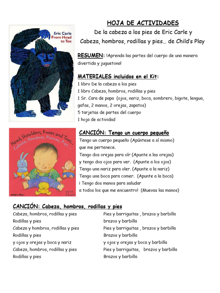 Actividades de "De la cabeza a los pies" | PDF | Cara | Cabeza y cuello ...