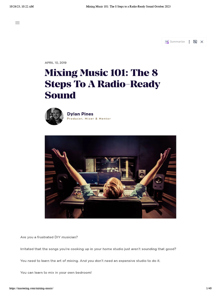Mixing Music 101 - The 8 Steps To A Radio-Ready Sound October 2023 ... Mixing Music 101 - The 8 Steps To A Radio-Ready Sound October 2023 ...