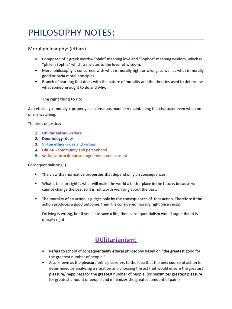 Philosophy Notes (Fil252) | PDF