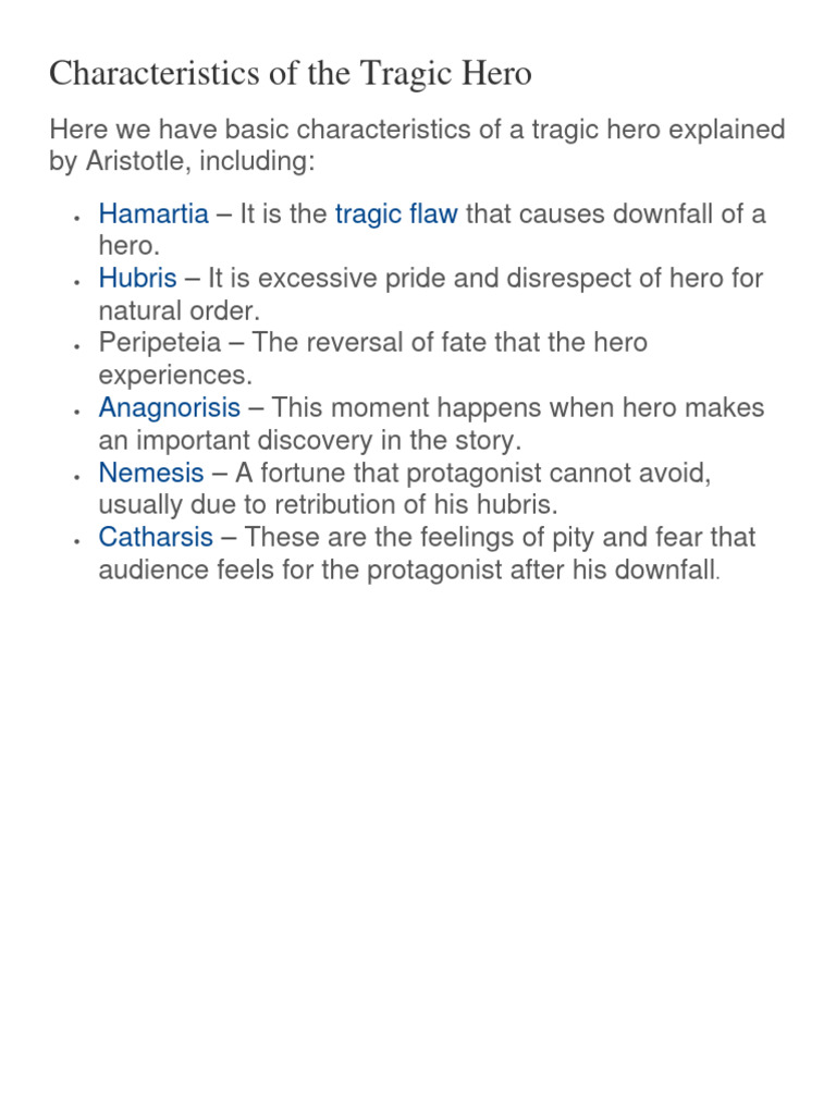 Key Traits of a Tragic Hero | PDF