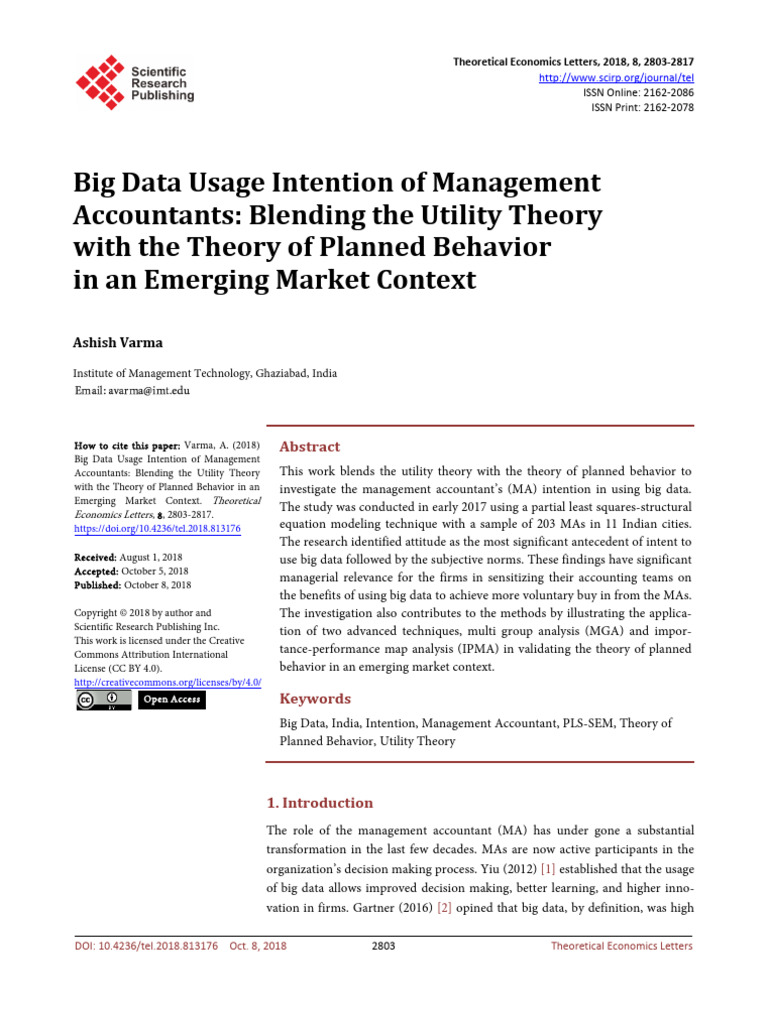 Big Data Usage Intention On Management Accounting | PDF | Validity (Statistics) | Big Data