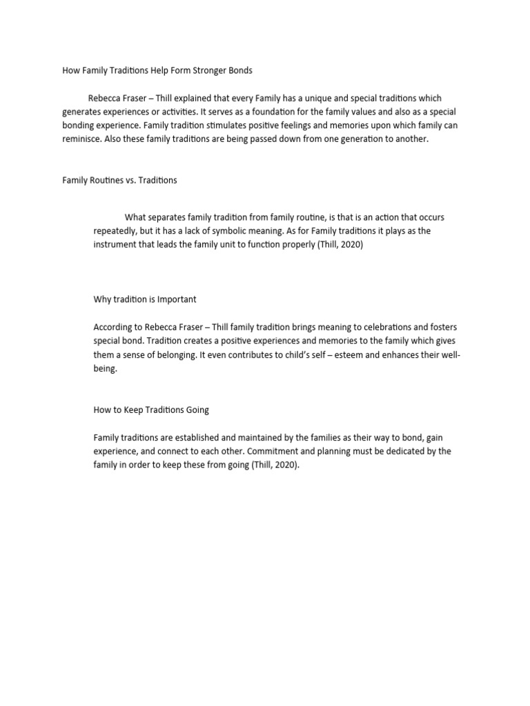 Family Traditions: Building Strong Bonds | PDF