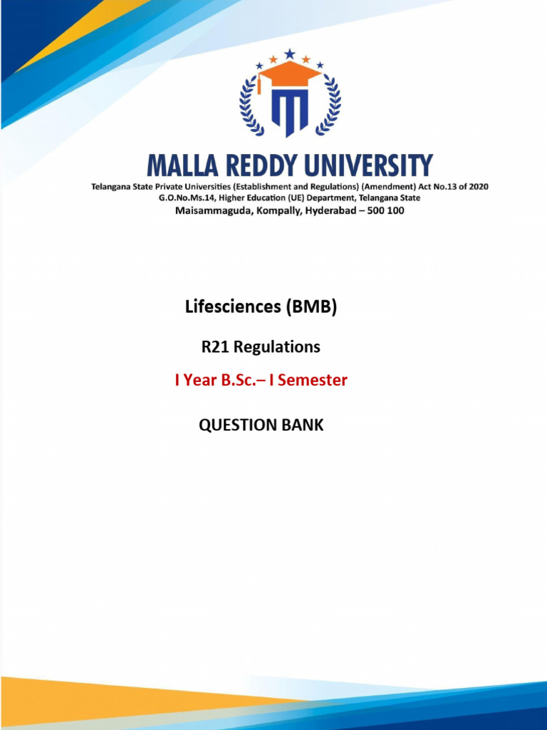 BSC Life Science Question Bank I Sem | PDF | Chromosome | Microsoft Excel