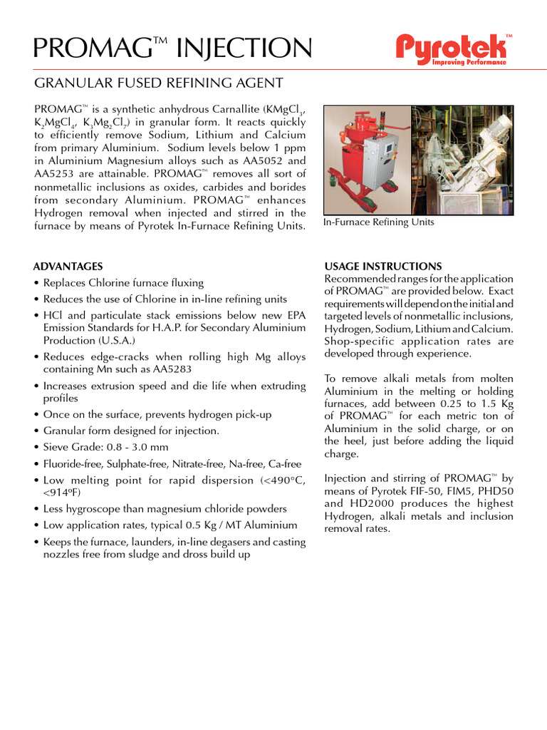 Promag CA Removal GR Flux | PDF | Magnesium | Aluminium