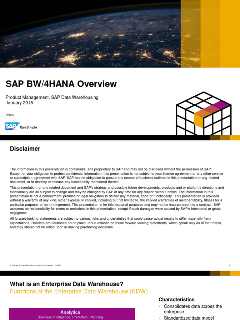 SAP BW/4HANA Overview and Architecture | PDF | Data Warehouse ...