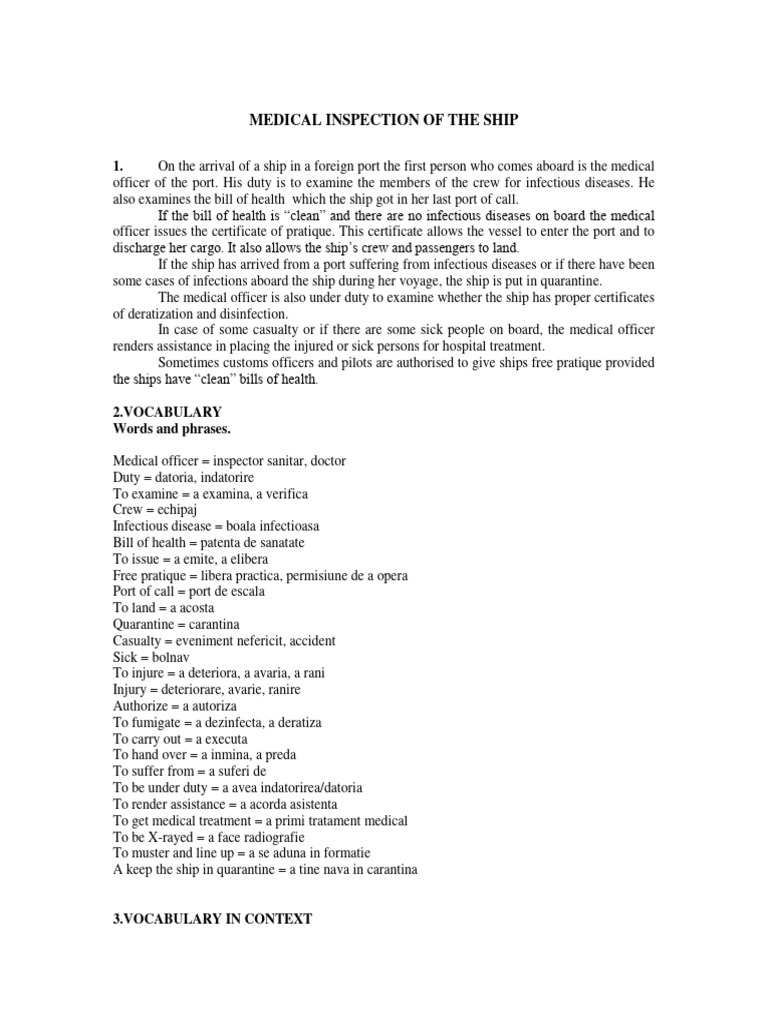 Port Health Inspection Guide | PDF | Question | Subject (Grammar)