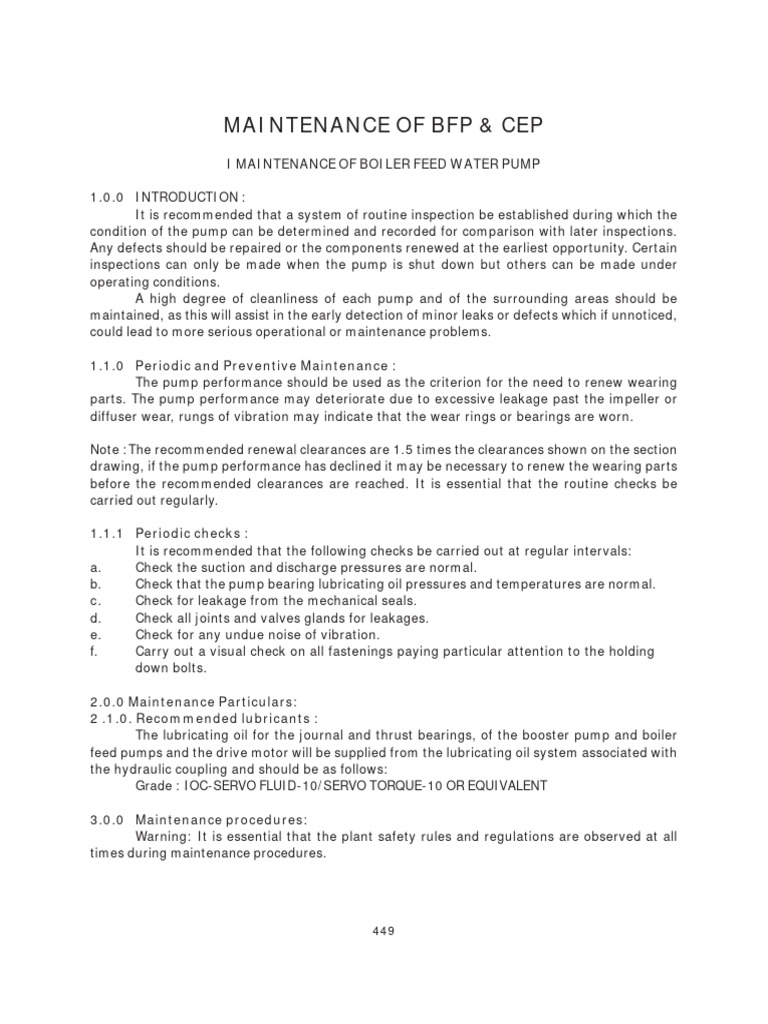 BFP Cep Mainte | PDF | Pump | Bearing (Mechanical)