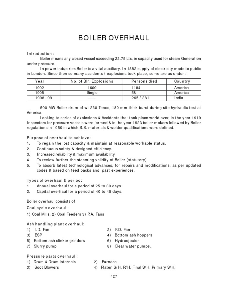 Boiler Overhaul | PDF | Boiler | Pipe (Fluid Conveyance)