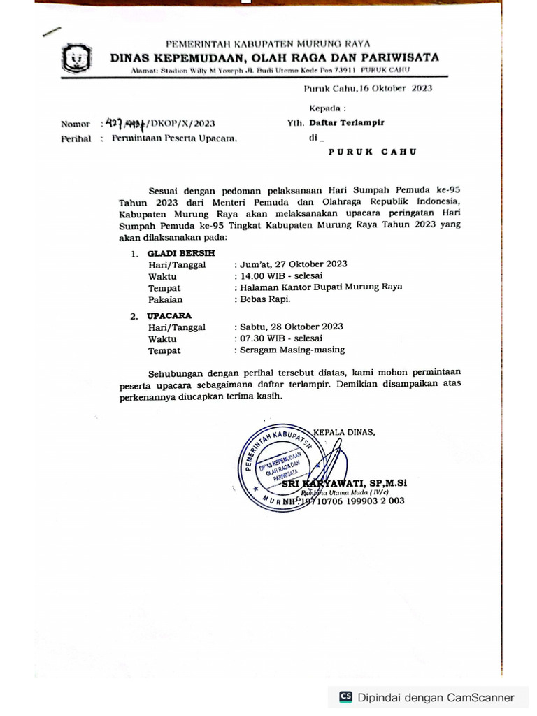 Undangan Hari Sumpah Pemuda | PDF