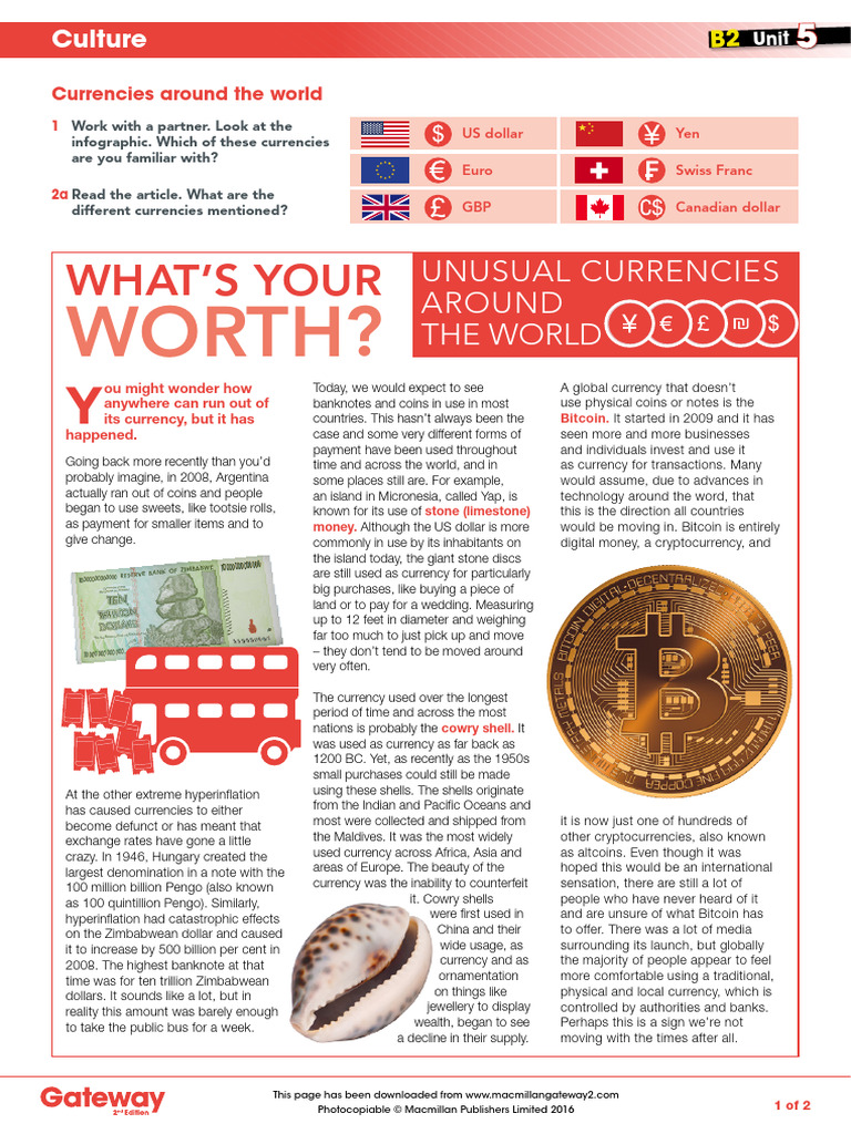B2 UNIT 5 Culture | PDF | Currency | Money