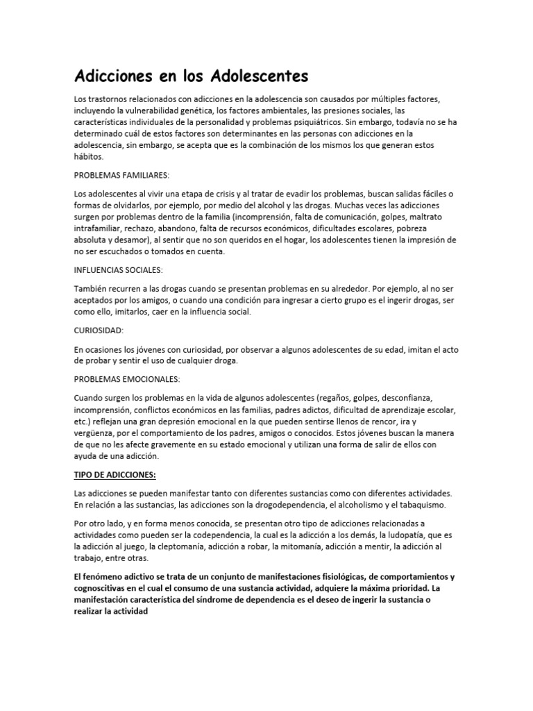 Actividad 8 Adicciones | PDF | La dependencia de sustancias | Drogas