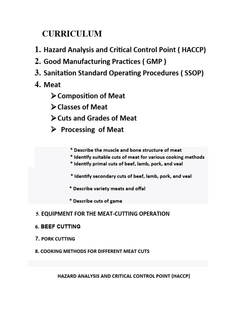 CURRICULUM of Butchers | PDF
