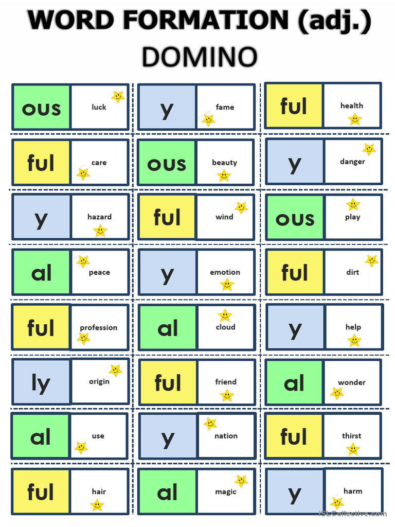 Word Formation (Adjectives) - DOMINO | PDF