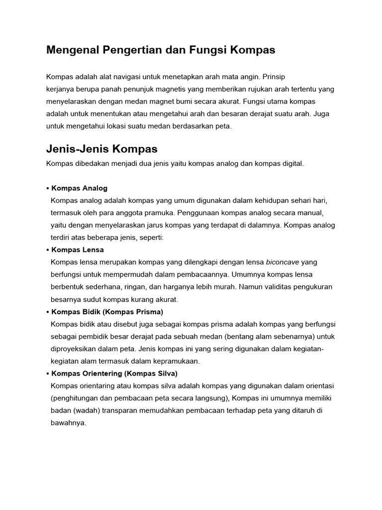 Fungsi dan Jenis-Jenis Kompas | PDF | Metode & Bahan Ajar