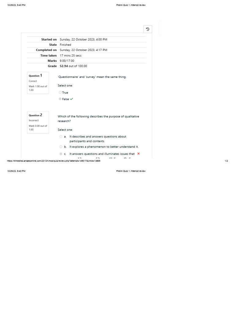 Prelim Quiz 1 - Attempt Review | PDF