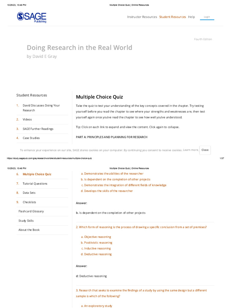 Multiple Choice Quiz - Online Resources | PDF | Sampling (Statistics ...