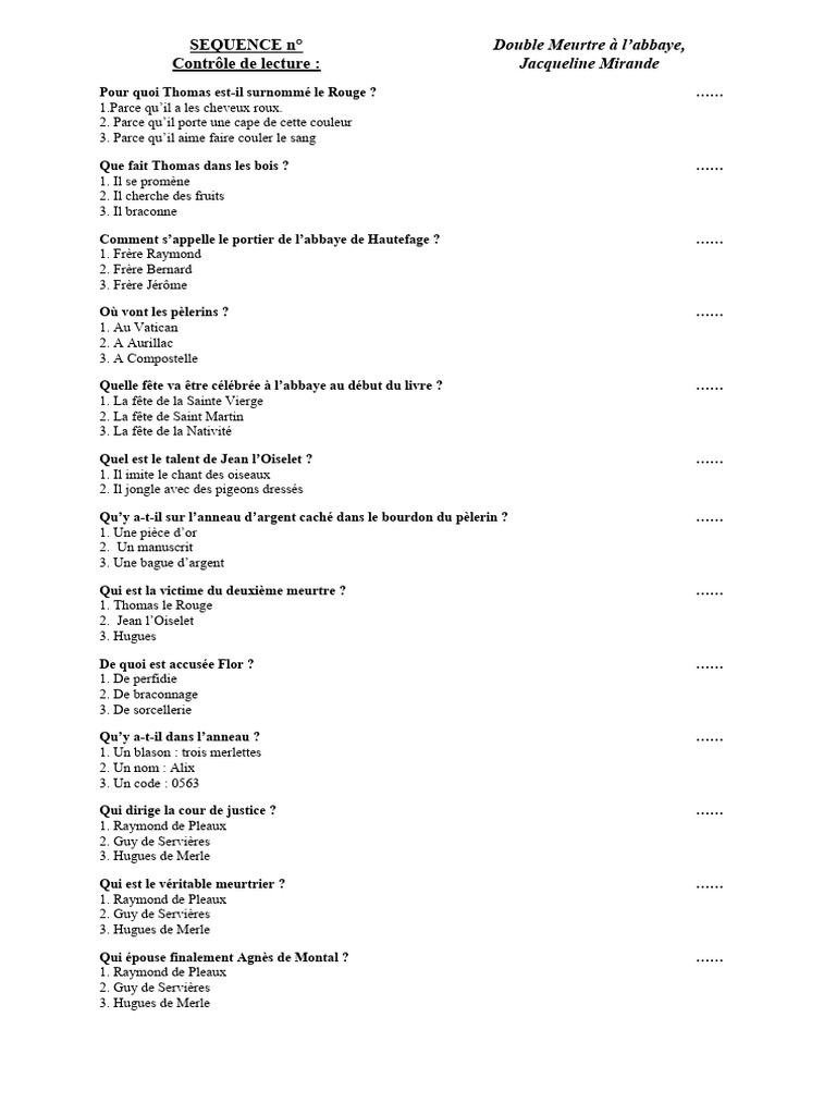 Lecture - Double Meurtre À L'abbaye | PDF