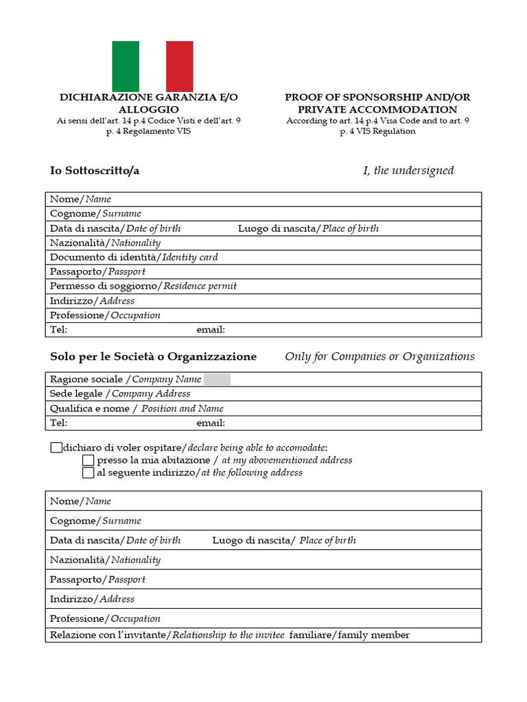 Proof of Sponsorship or Private Accomodation | PDF
