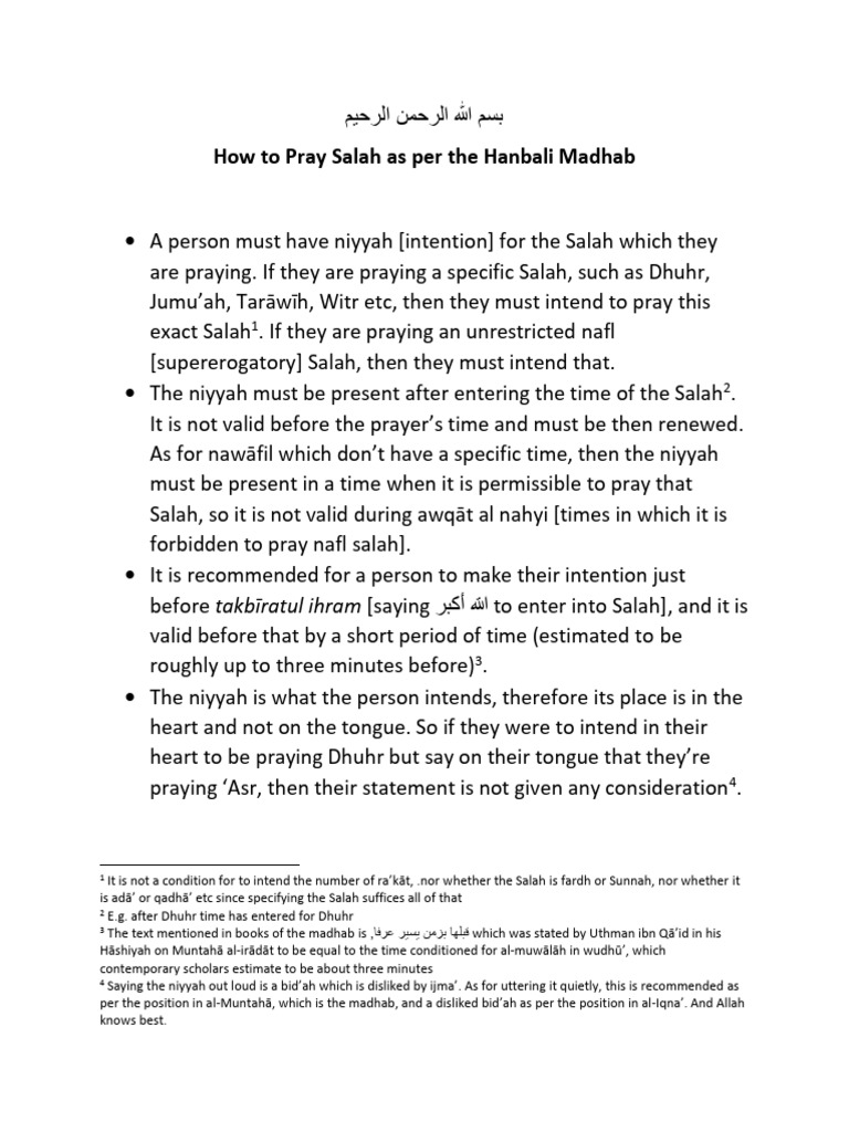 How To Pray Hanbali Madhab | PDF | Islamic Ethics | Semitic Words And ...