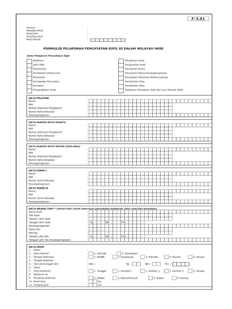 Template Formulir Pencatatan Sipil | PDF