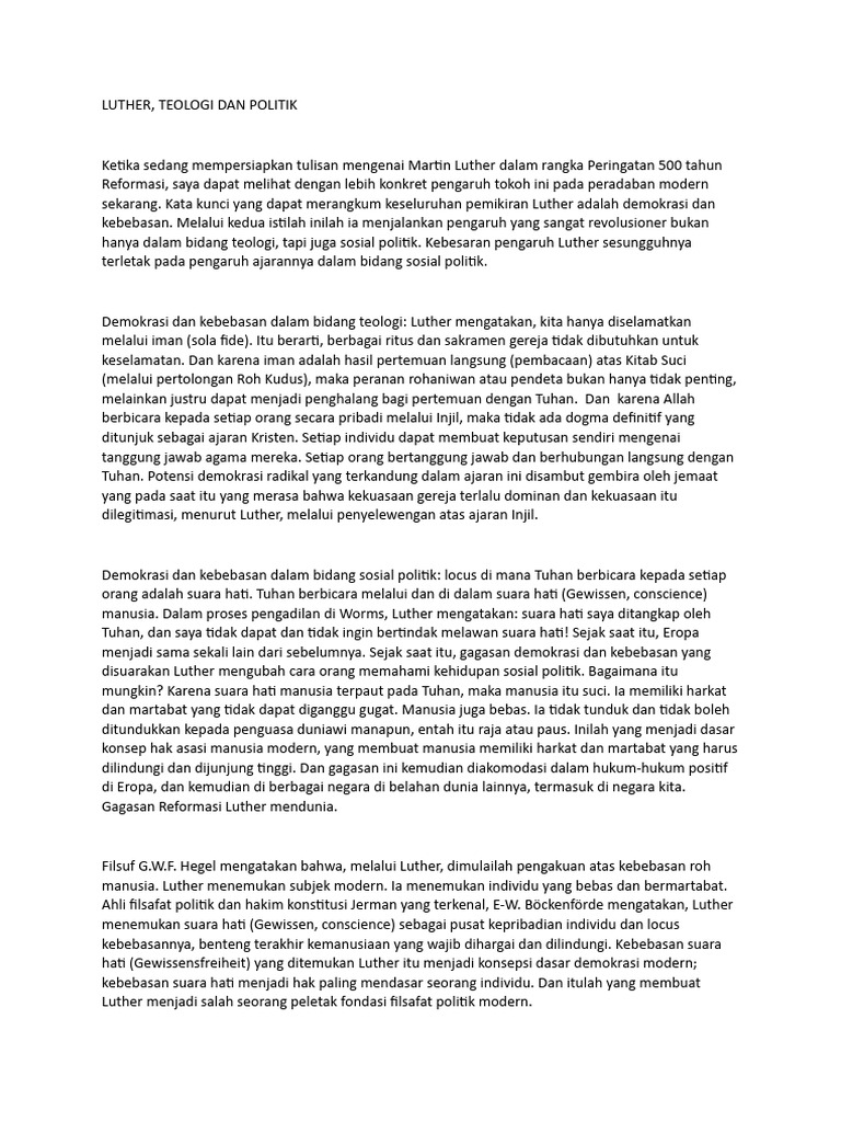 Pengaruh Luther pada Demokrasi Modern | PDF