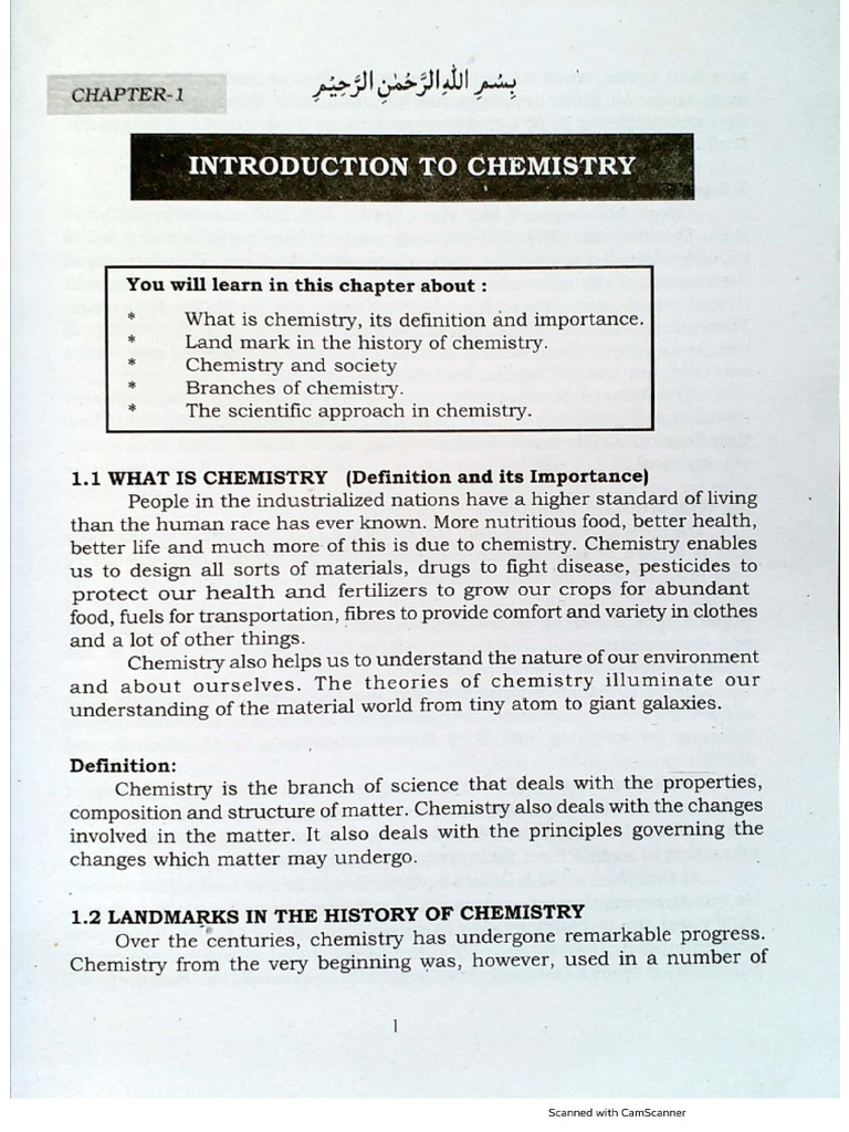 Chemistry 9th Class Chapter 1 Sindh Board English Medium Pdf