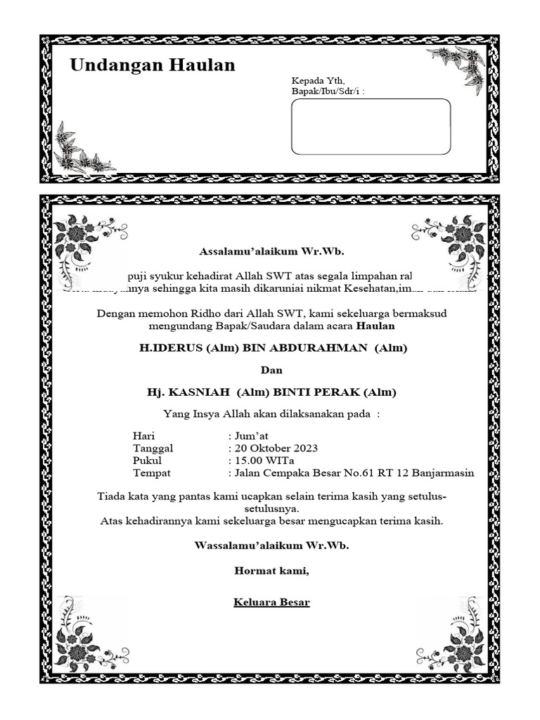 Undangan Pahaji | PDF