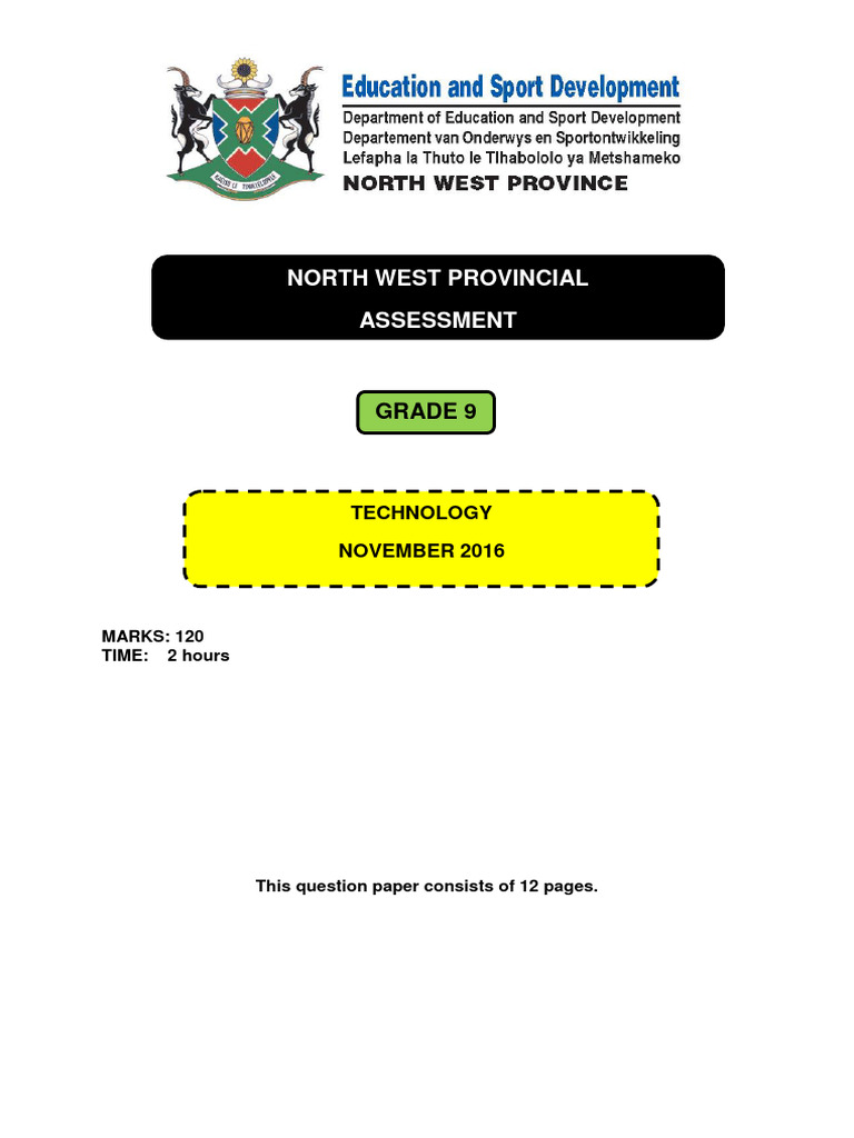 Grade 9 Technology Exam Paper 2016 | PDF | Corrosion | Resistor
