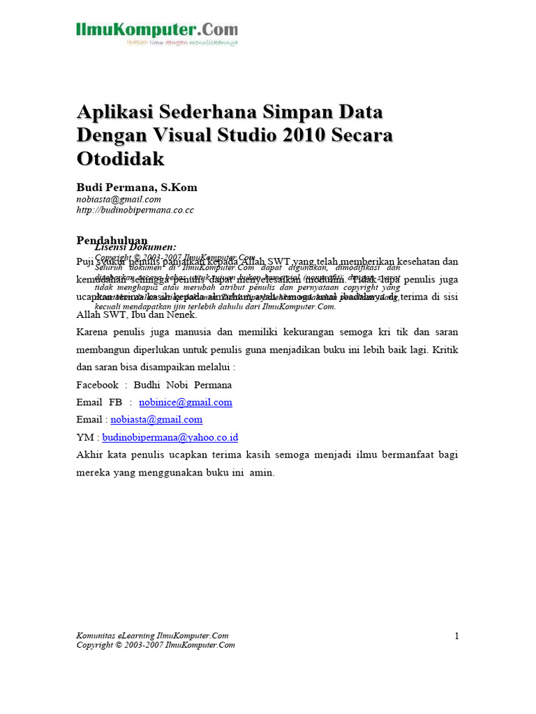 Aplikasi Sederhana Simpan Data Dengan Visual Studio 2010 Secara ...