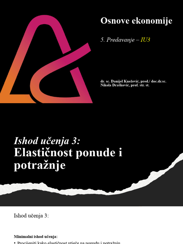 W3 - 5 Elastičnost Ponude I Potražnje IU3 | PDF