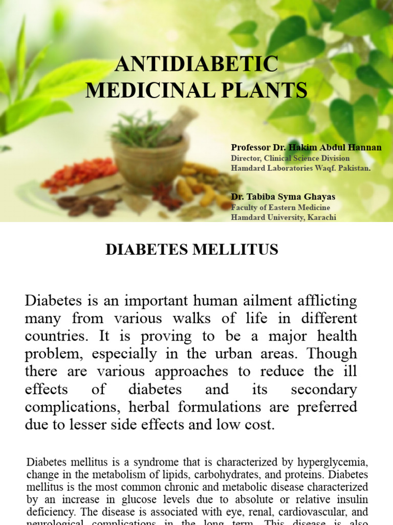 SELECTED Antidiabetic Medicinal Plants | PDF | Diabetes | Hypoglycemia
