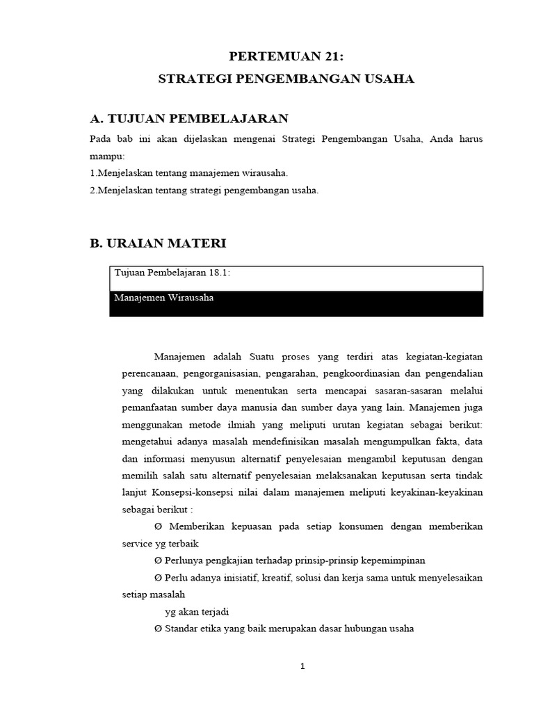 Pert 21 Strategi Pengembangan Usaha | PDF | Pengembangan Diri