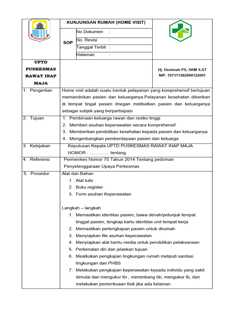 Sop Home Visit | PDF