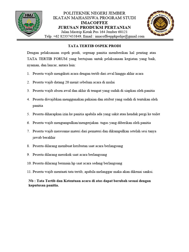 Tata Tertib Ospek Prodi | PDF
