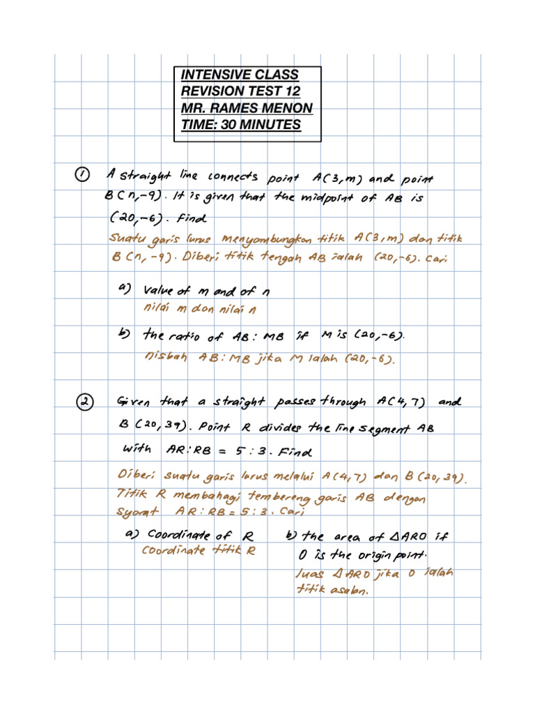 Intensive Test 12 Form 4 Add Math | PDF