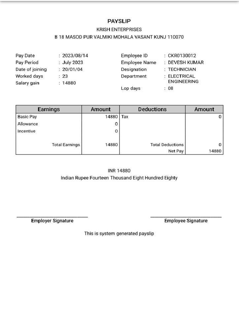February Month Pay Slip | PDF