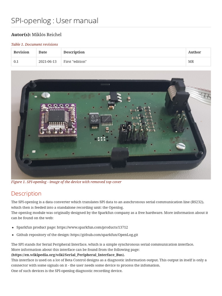 SPI-openlog - User Manual | PDF | Telecommunications | Computer Engineering