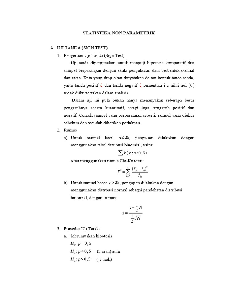 Uji Tanda (Sign Test) | PDF