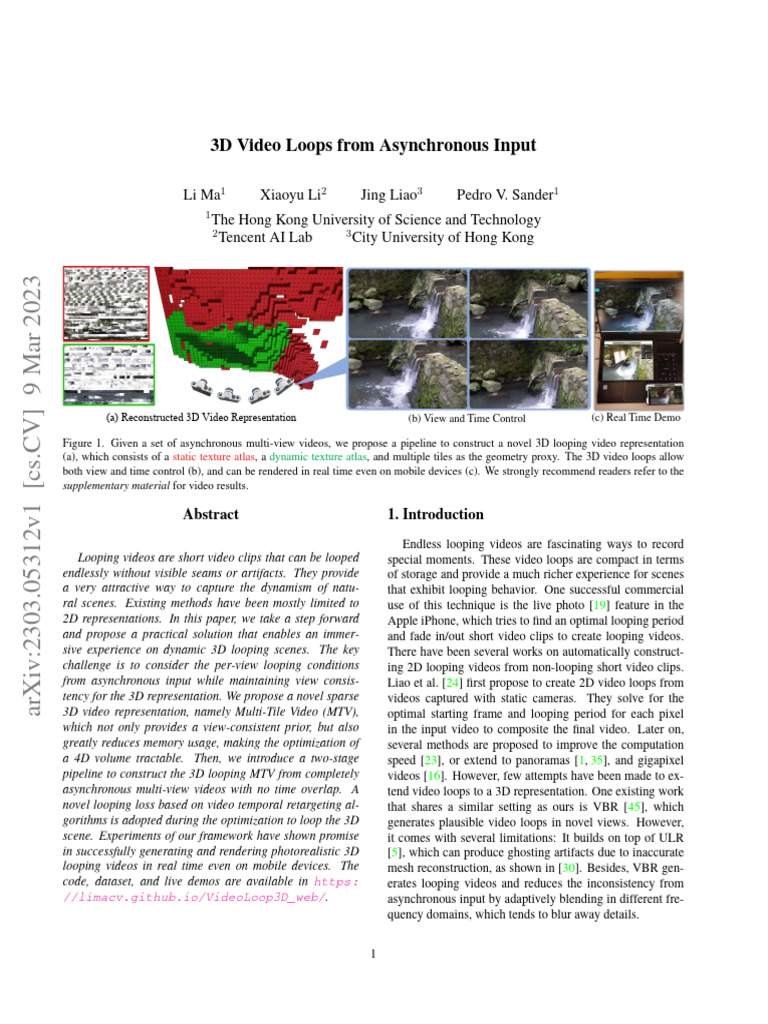 3D Video Loops From Asynchronous Input | PDF | 3 D Computer Graphics ... 3D Video Loops From Asynchronous Input | PDF | 3 D Computer Graphics ...