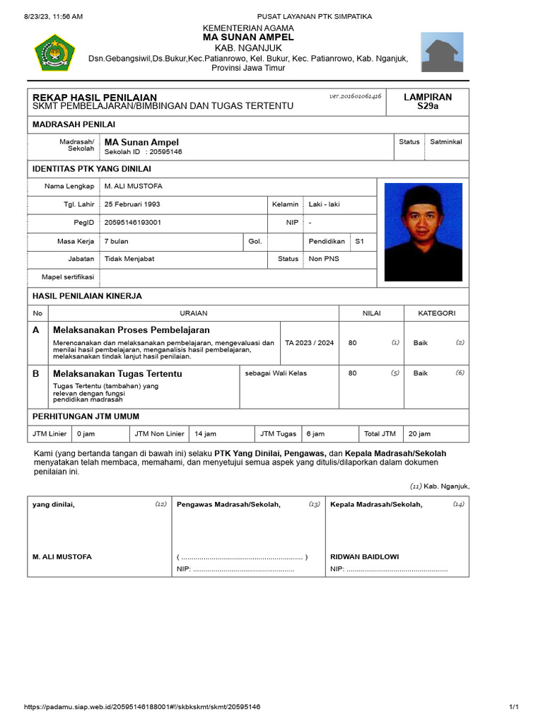 Lampiran S29a Pak Ali | PDF